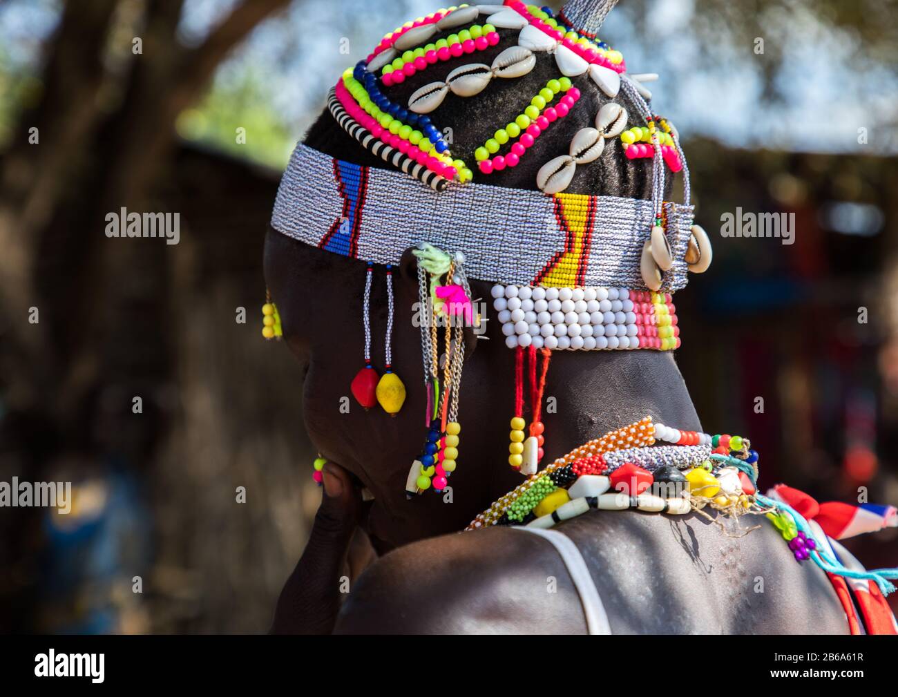 Portrait of a Larim tribe woman with a lot of decorations, Boya ...