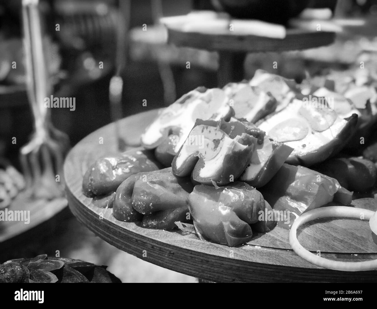 mix starters & tapas with delicious ingredients Stock Photo - Alamy
