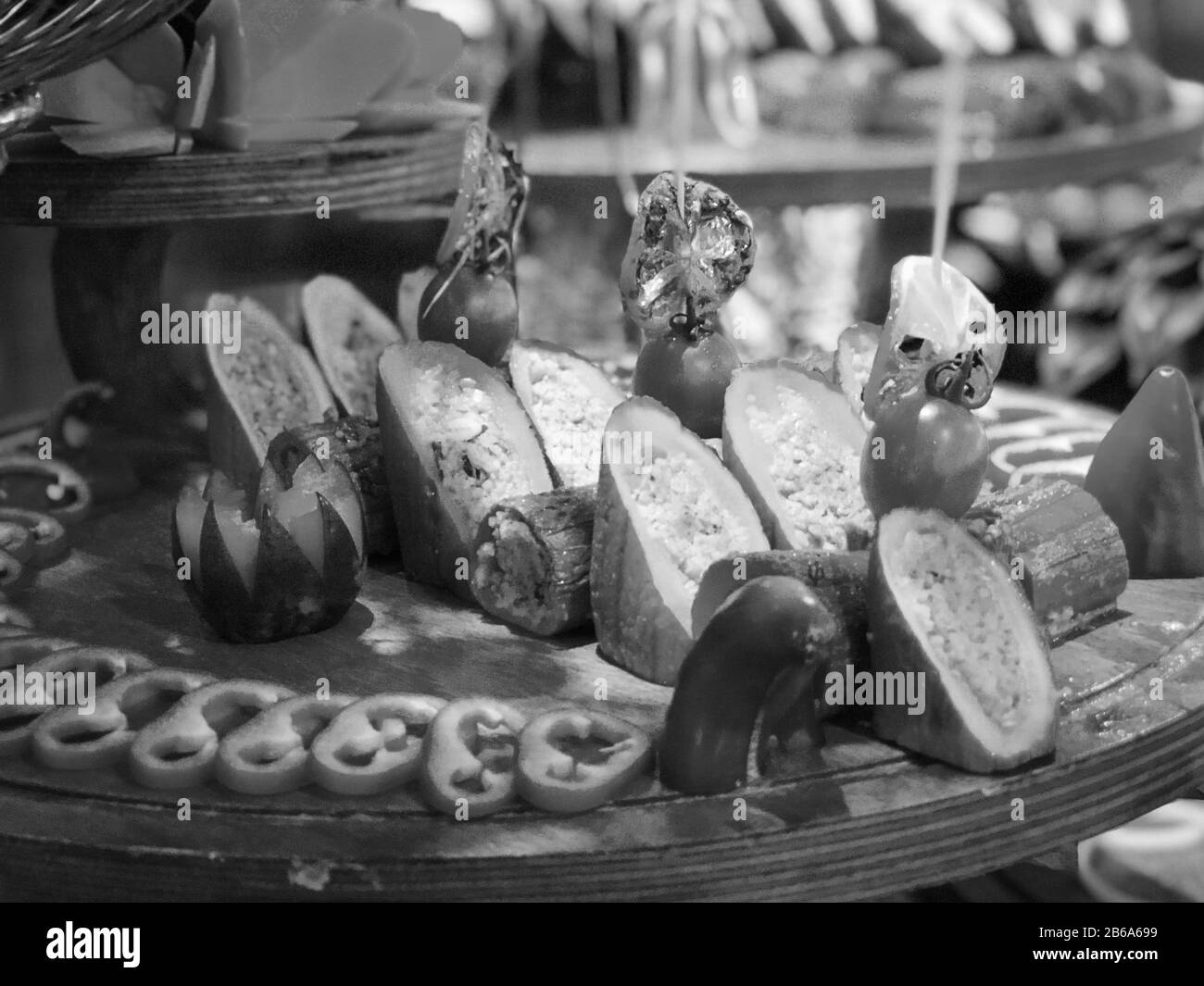mix starters & tapas with delicious ingredients Stock Photo - Alamy