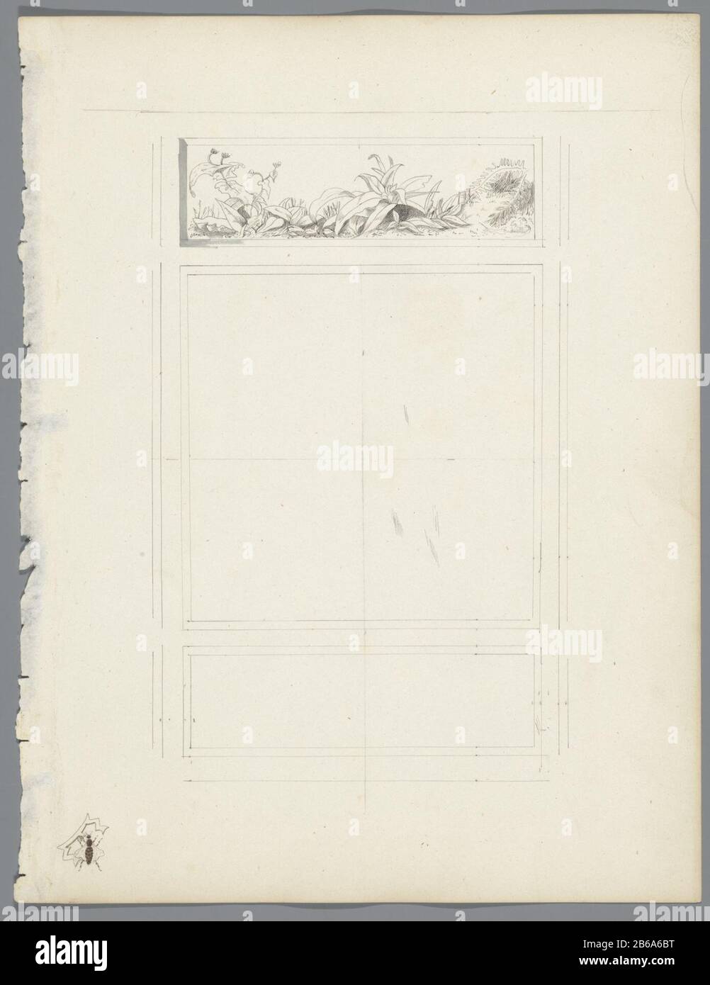 Album leaf with drawing Los album leaf belonging to photo album with ...