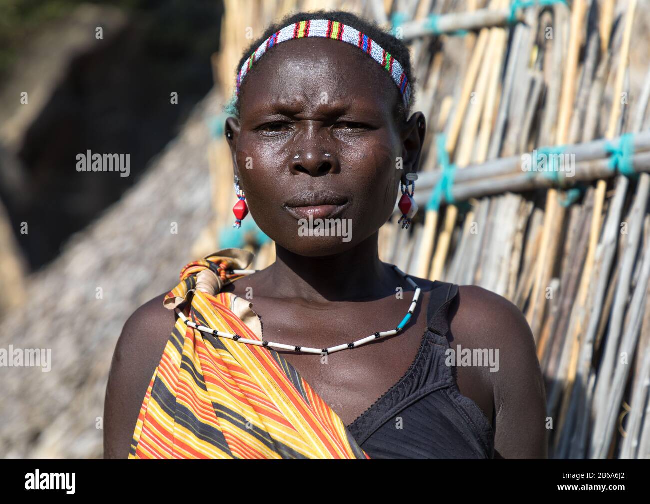 Portrait of a Larim tribe woman, Boya Mountains, Imatong, South Sudan ...
