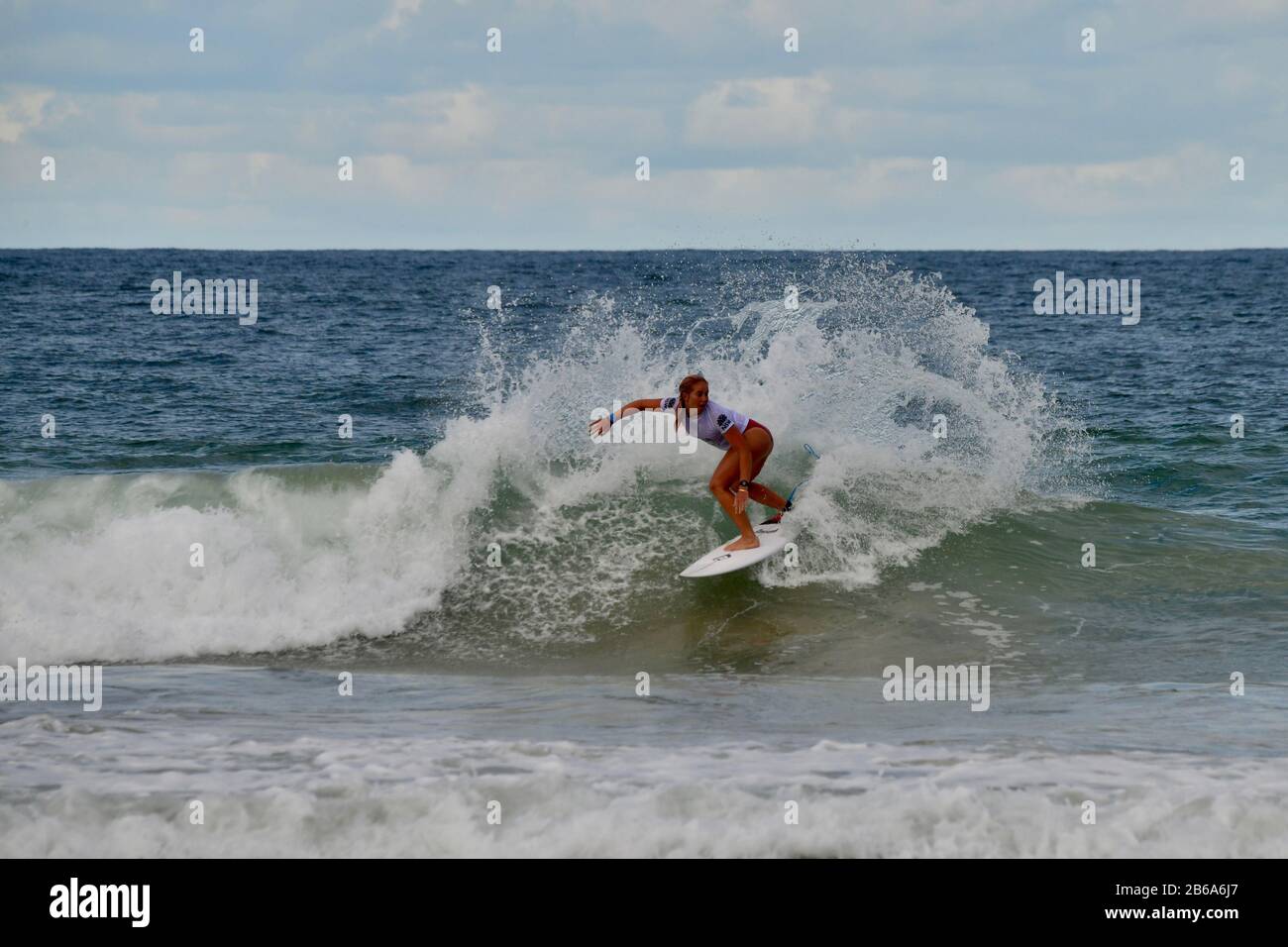 Gabriela Bryan competing in the Sydney Surf Pro 2020 at Manly Beach ...