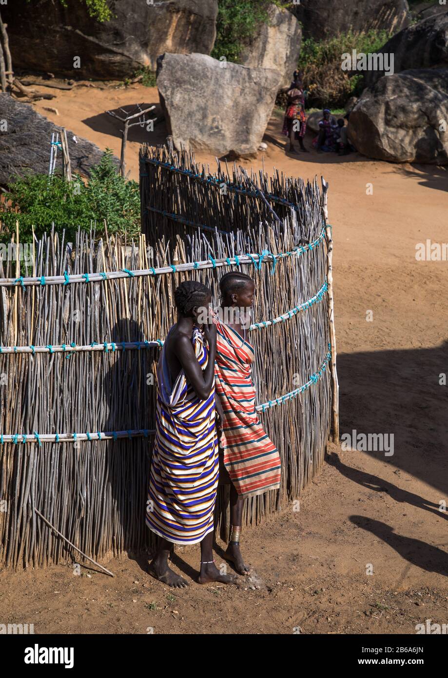 Women in a Larim tribe traditional village, Boya Mountains, Imatong ...