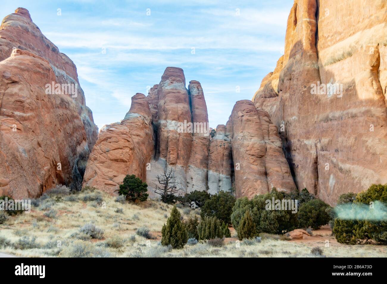 Vertical Stone structures near Devil's Garden campground in Arches ...