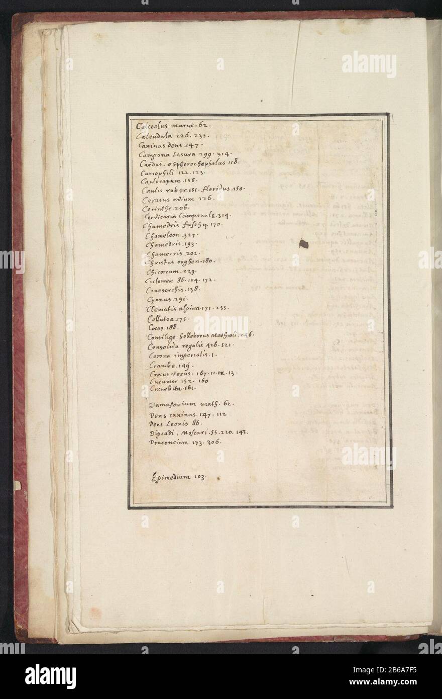 Alphabetical list of the Latin names of the depicted Flowers C-E ...