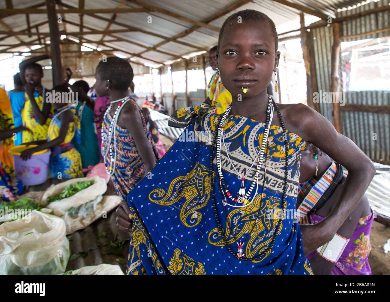 Toposa tribe women in a market, Namorunyang State, Kapoeta, South Sudan ...