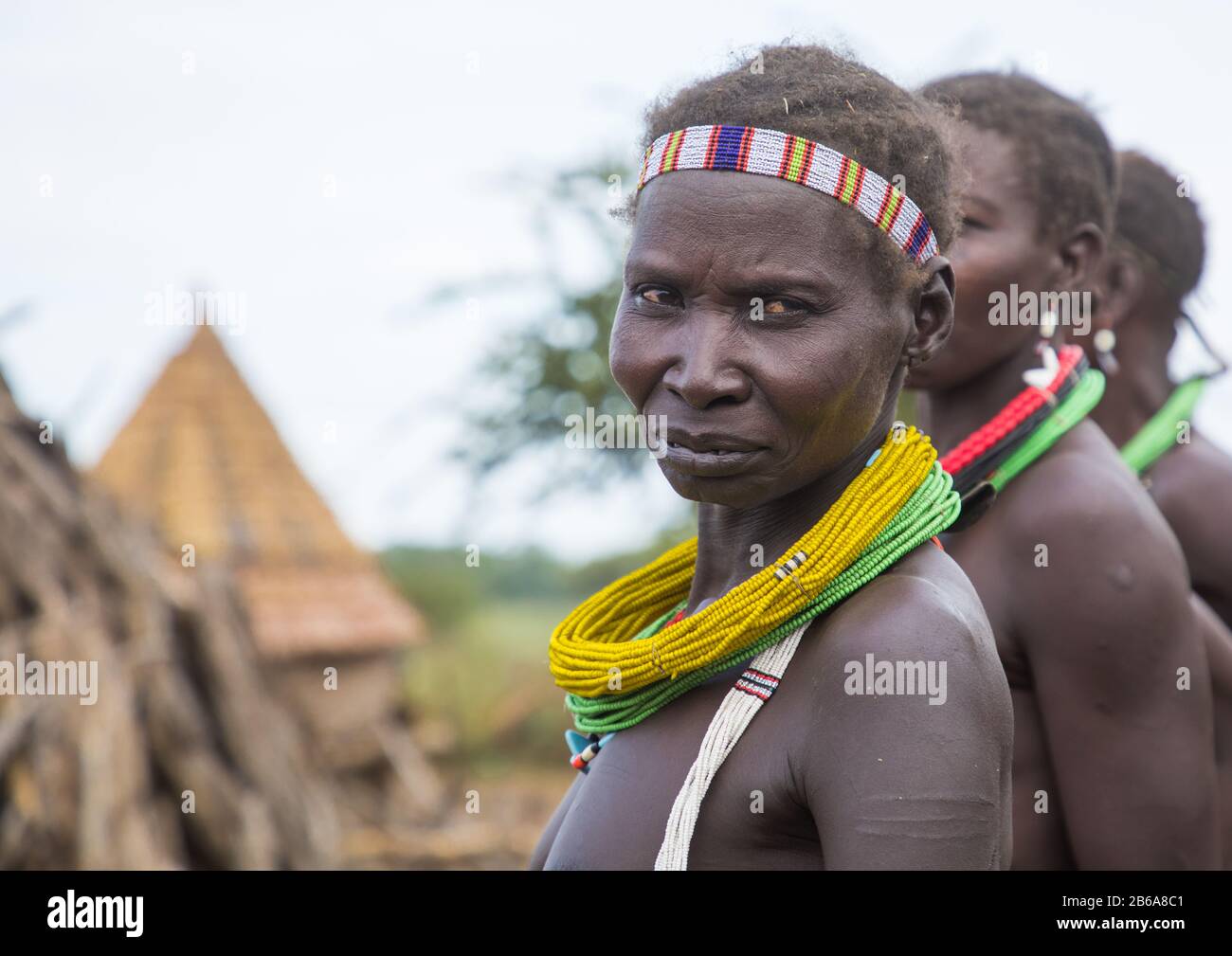 Toposa tribe women with beaded necklaces, Namorunyang State, Kapoeta ...