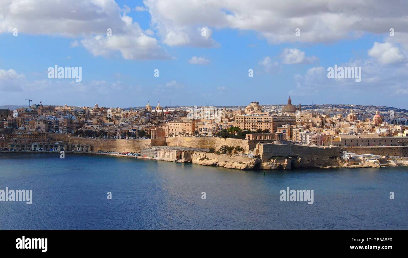Aerial view over Malta and the city of Valletta Stock Photo - Alamy