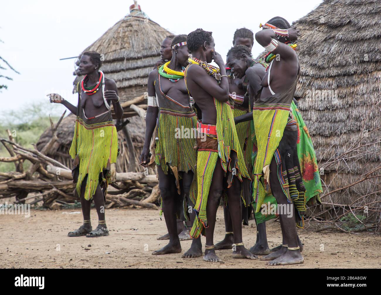 Toposa tribe women in traditional clothing, Namorunyang State, Kapoeta ...