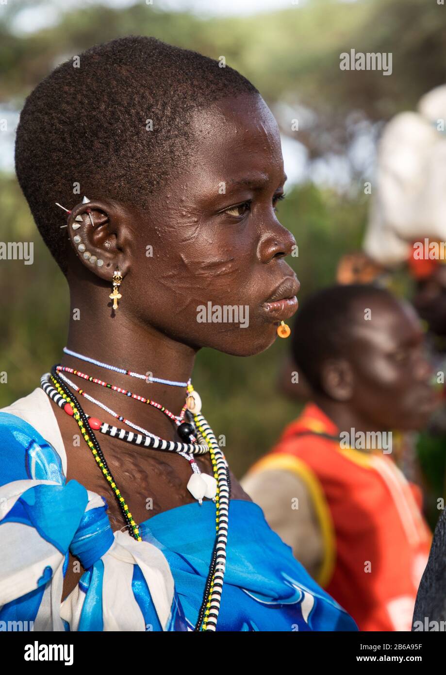 Toposa tribe woman with scarifications on the cheek, Namorunyang State ...