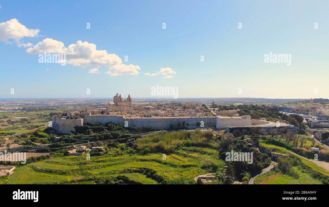 Aerial view over the historic city of Mdina in Malta Stock Photo - Alamy