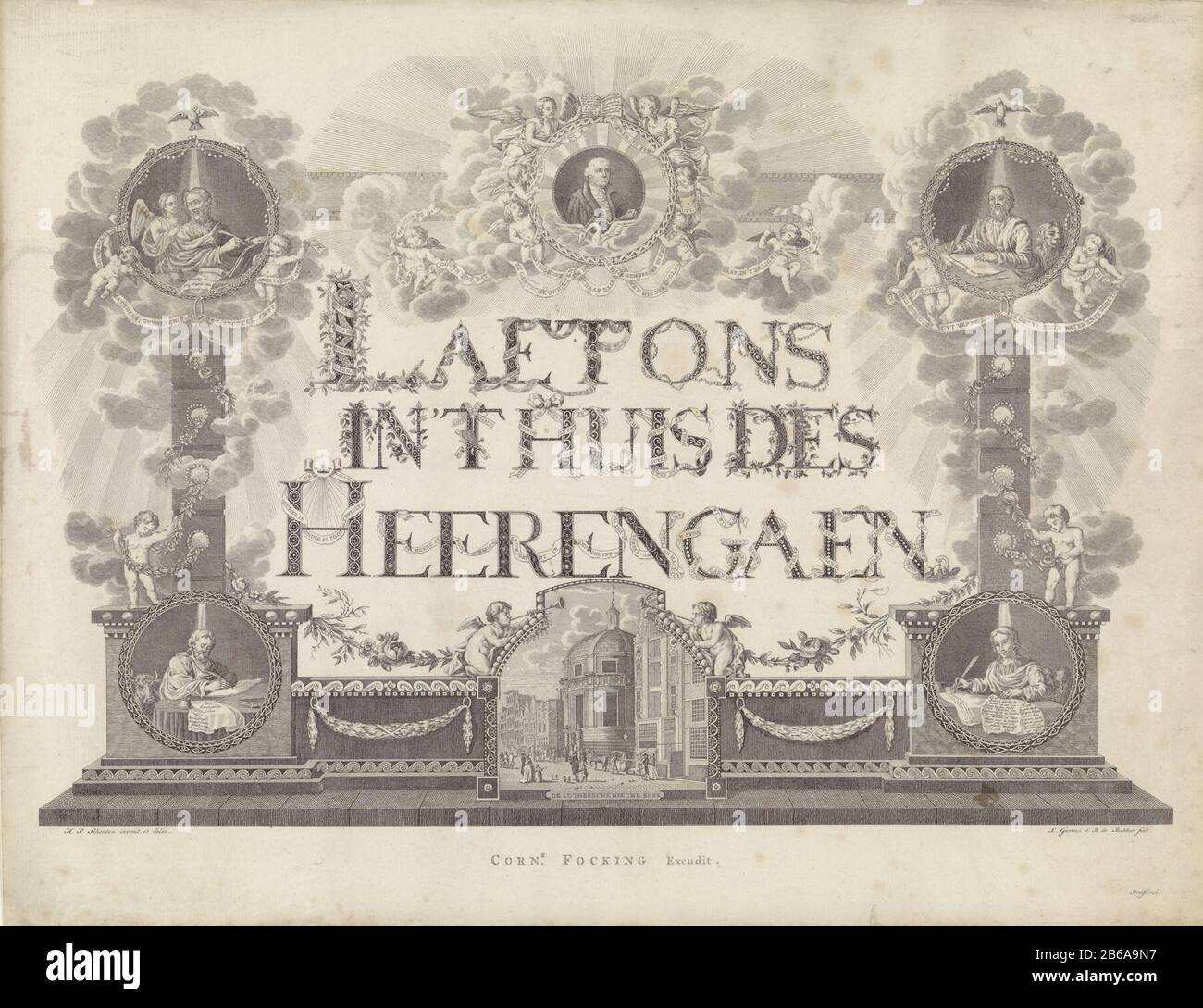 Allegory of the new Lutheran church portrait of Martin Luther and four ...