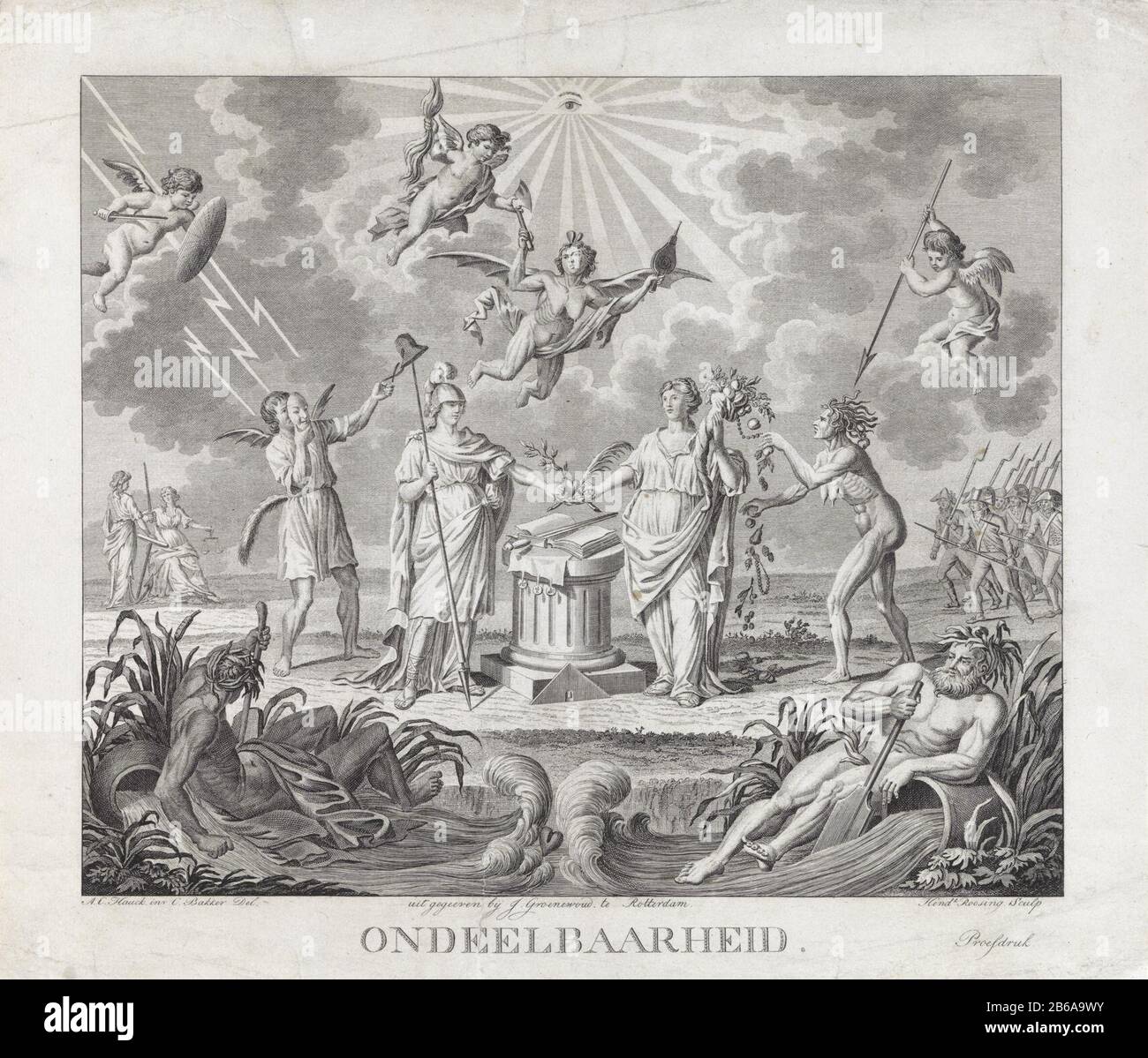 Allegory on the indivisibility, 1795. Freedom and Abundance standing ...