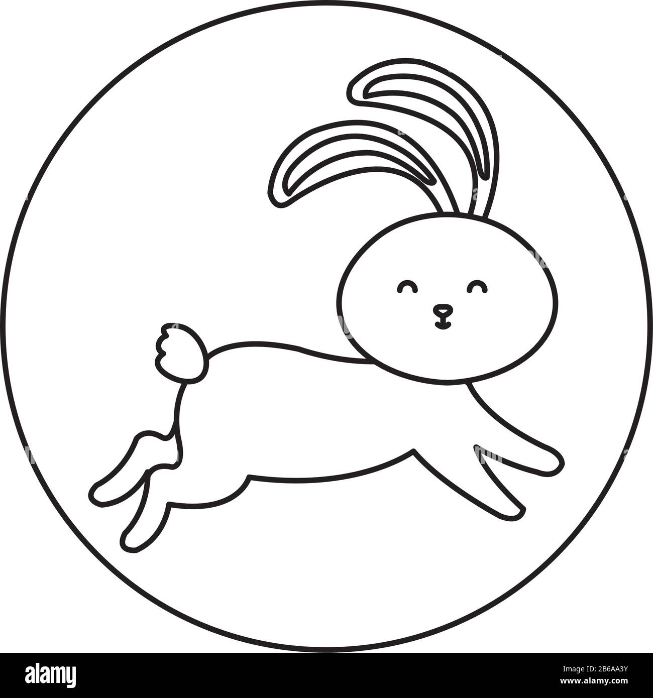 cute rabbit animal in frame circular Stock Vector Image & Art - Alamy