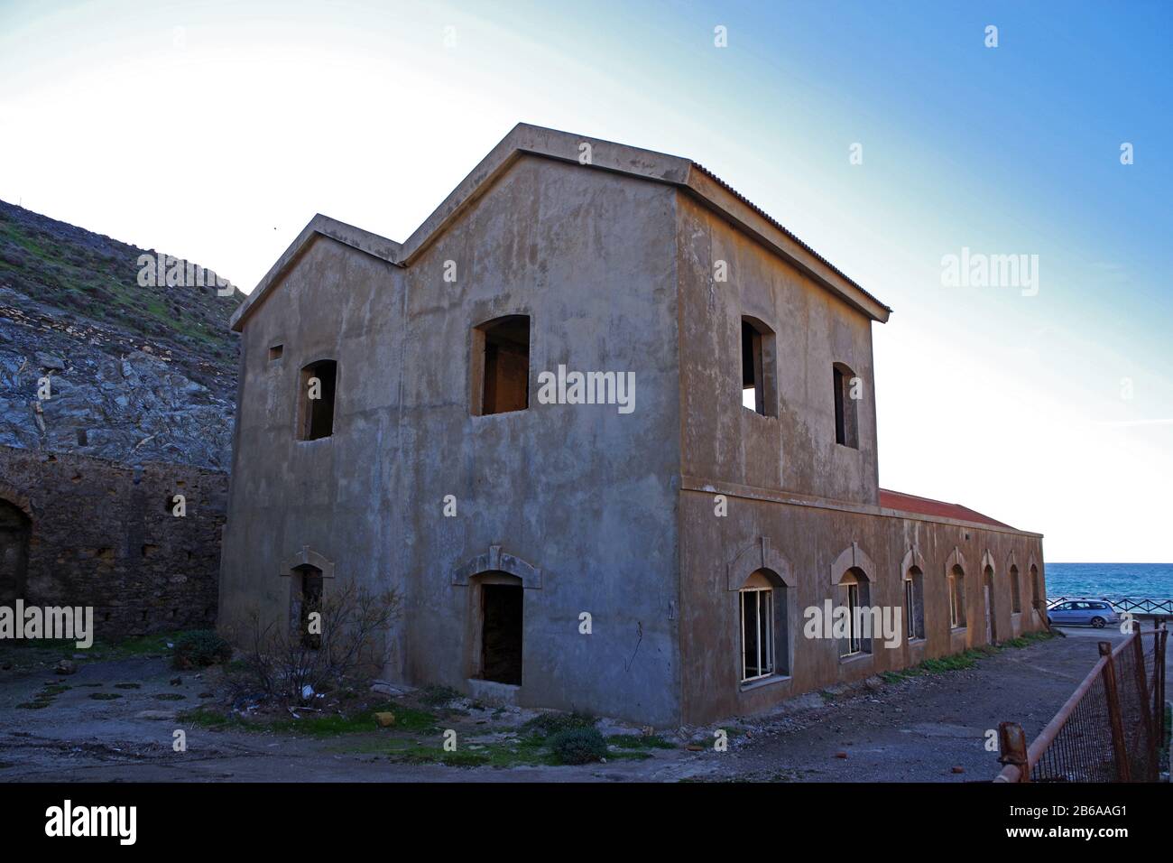 The ancient mining village named Argentiera, in Northern Sardinia. The ...