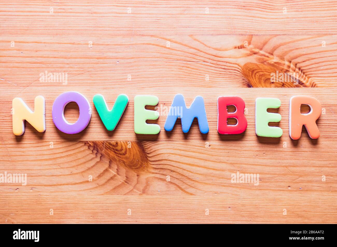 November month text written on hi-res stock photography and images - Alamy