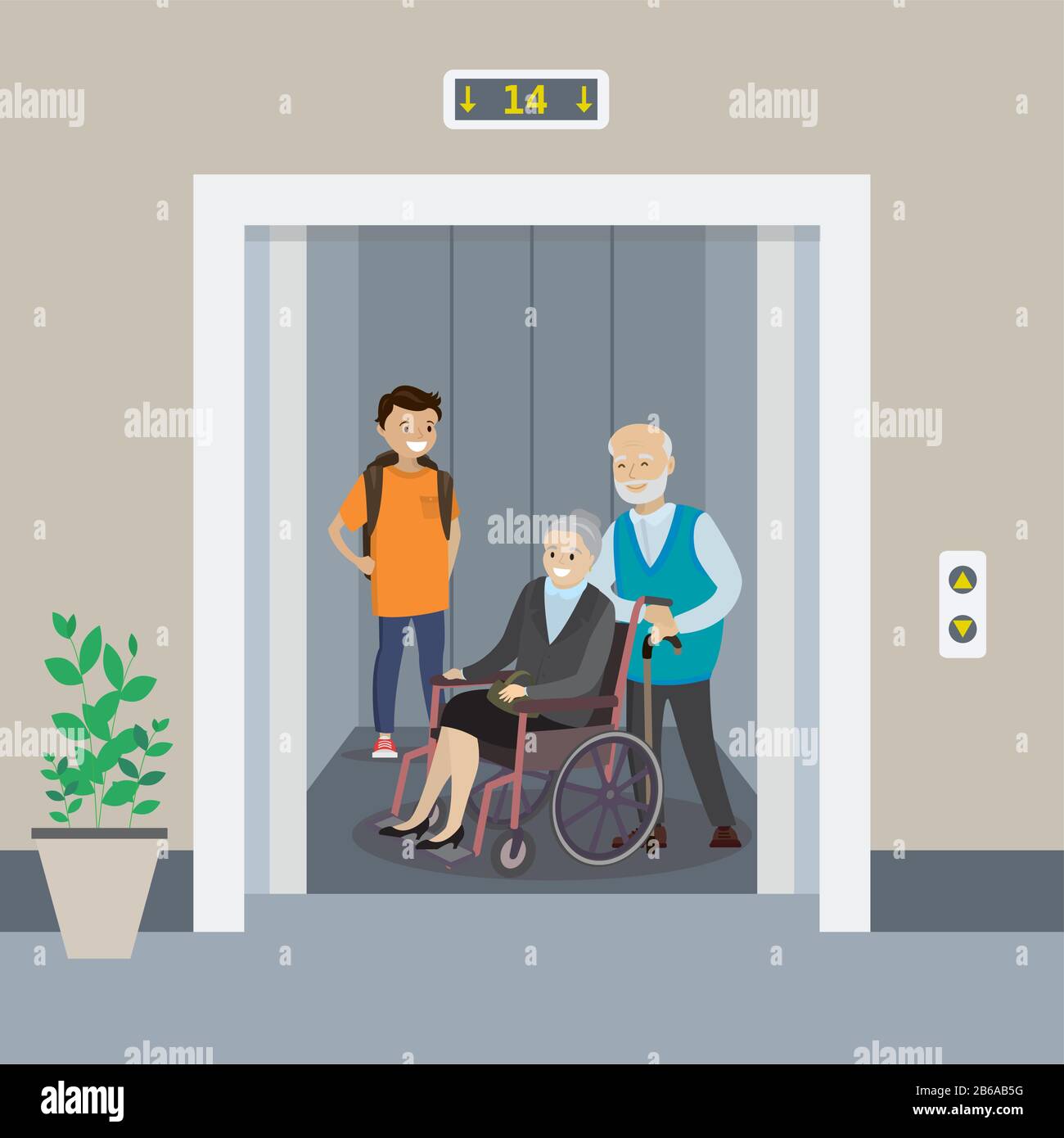 Couple elevator Stock Vector Images - Alamy