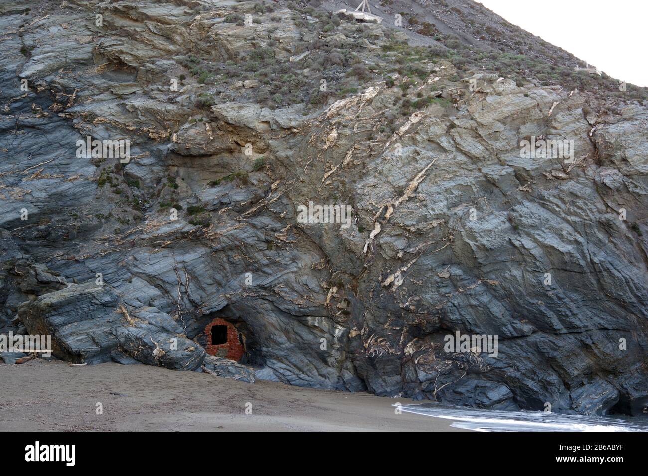 The ancient mining village named Argentiera, in Northern Sardinia. The ...