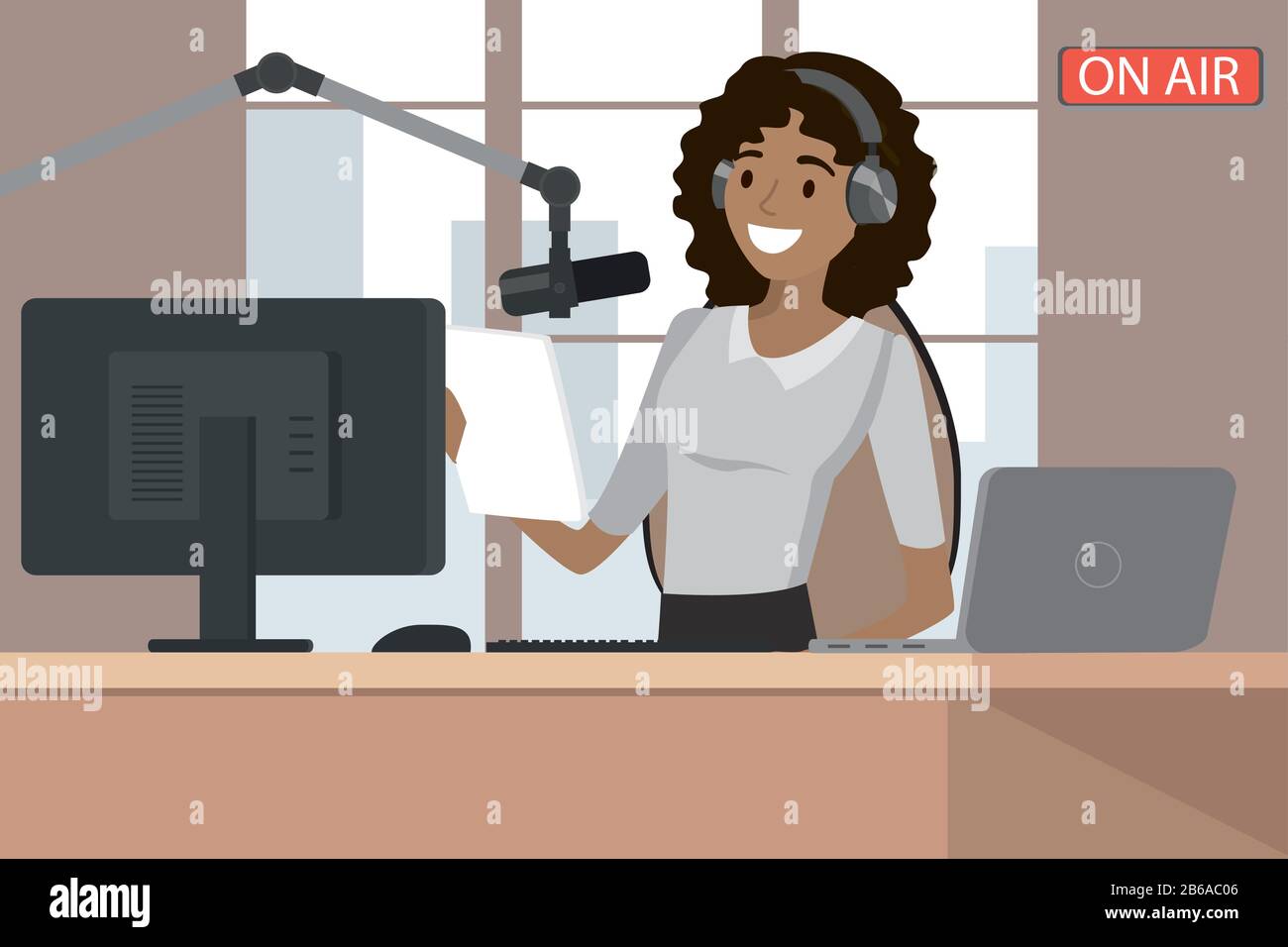 Woman radio station Stock Vector Images - Alamy