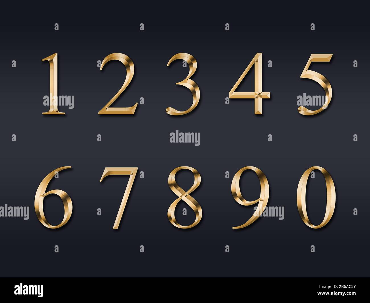 Gold numbers on a grey background Stock Photo - Alamy