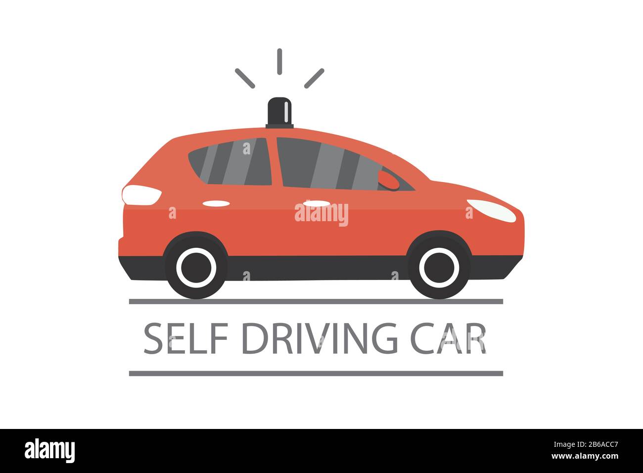 Self driving car,cartoon future transport concept,isolated on white ...