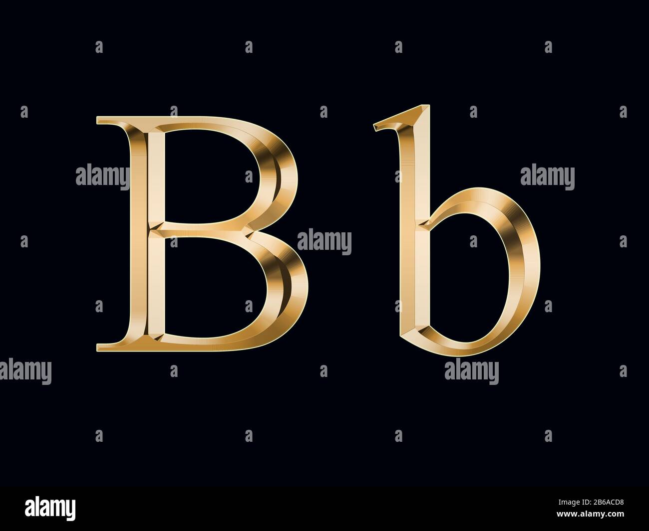 Gold letter "B" on a black background Stock Photo - Alamy
