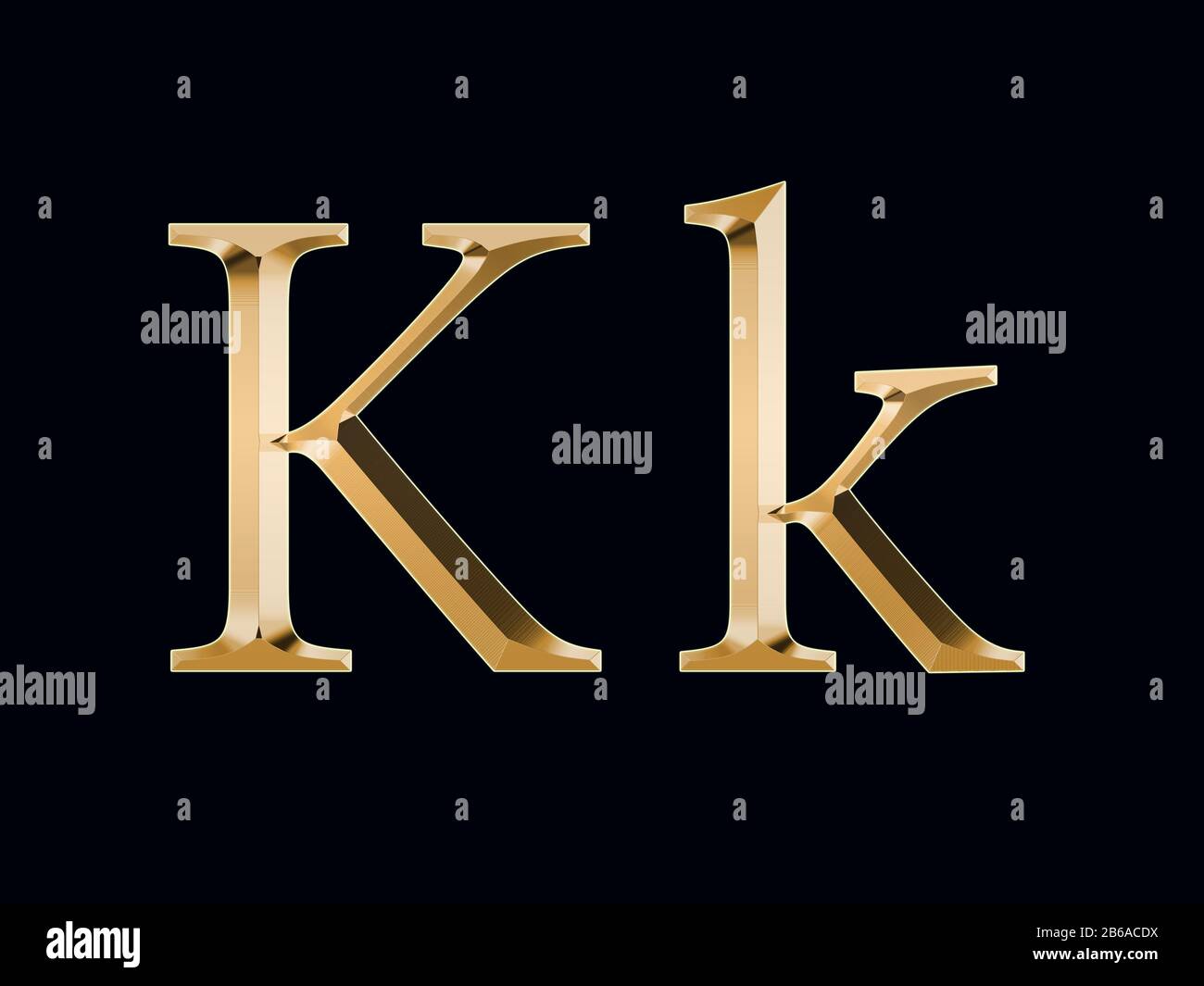 Gold letter "K" on a black background Stock Photo - Alamy