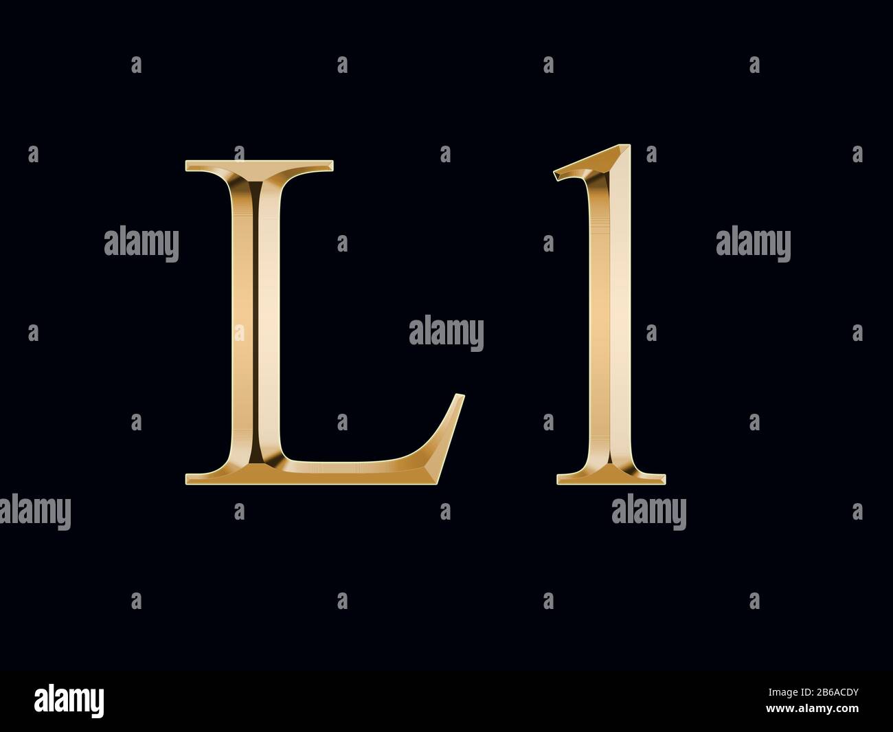 Gold letter "L" on a black background Stock Photo - Alamy