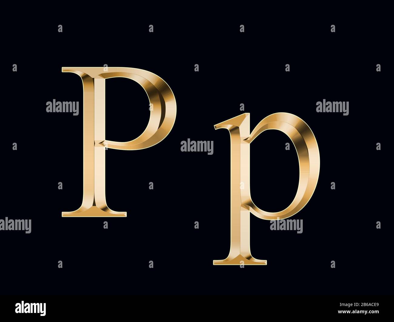 Gold letter "P" on a black background Stock Photo - Alamy