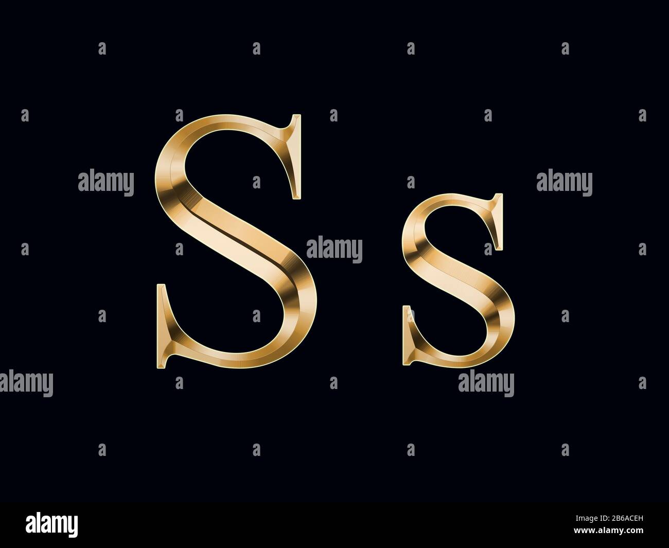 Gold letter "S" on a black background Stock Photo - Alamy