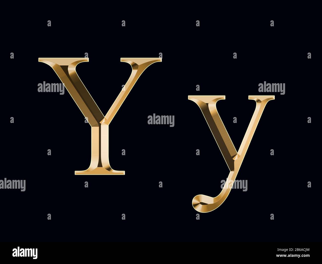 Gold letter "Y" on a black background Stock Photo - Alamy