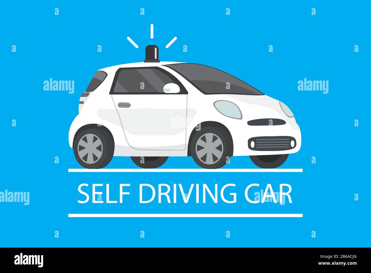 Self driving car,cartoon future transport concept,flat vector ...