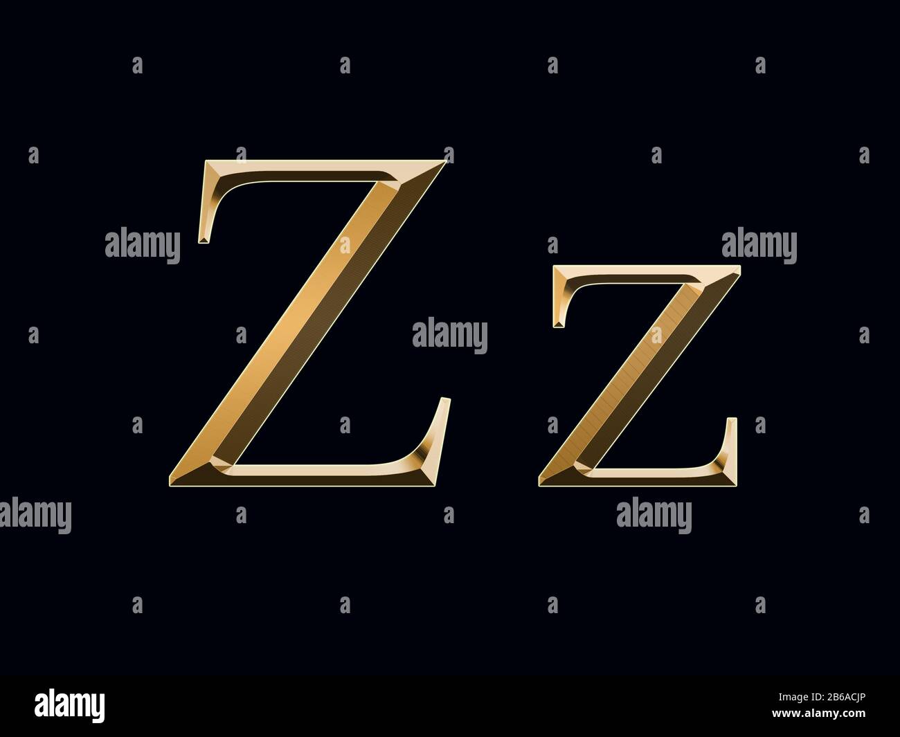 Gold letter "Z" on a black background Stock Photo - Alamy