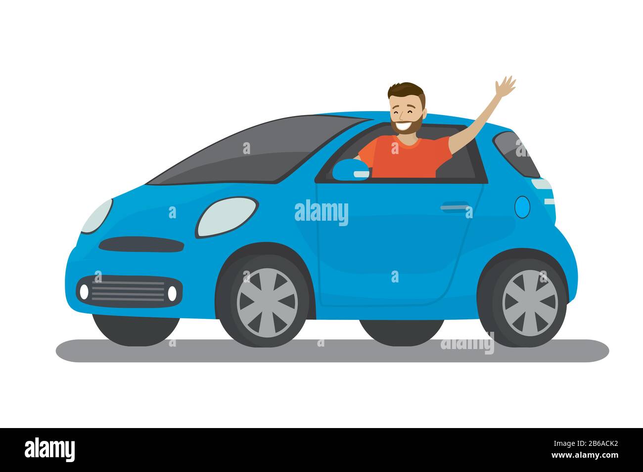 Happy driver on road driving Stock Vector Images - Alamy