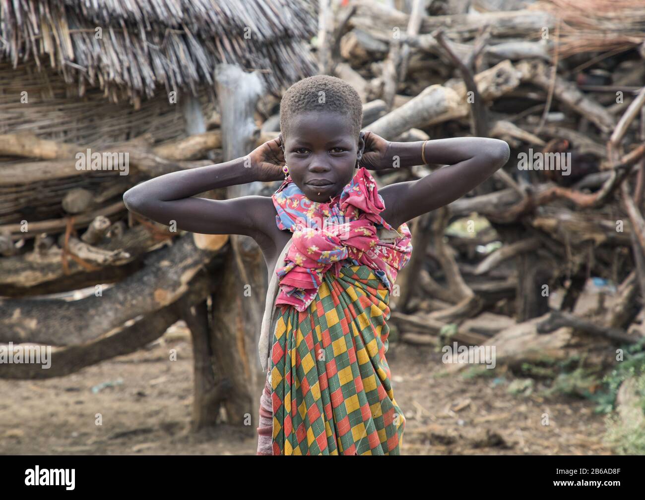 Toposa tribe girl in a village, Namorunyang State, Kapoeta, South Sudan ...