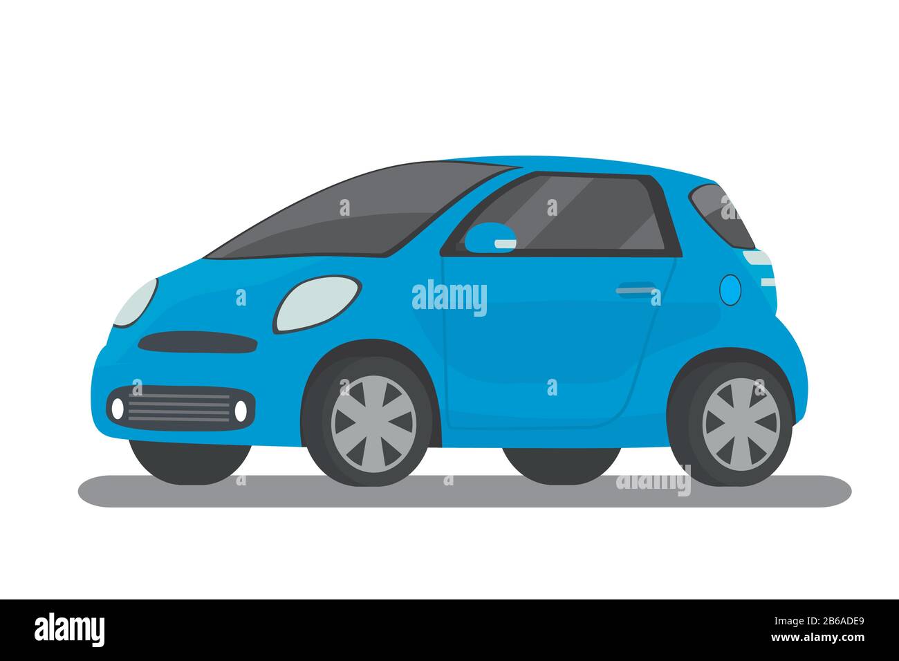 Modern cartoon blue compact car,isolated on white background,flat ...