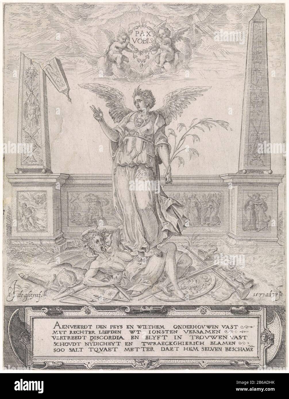 Allegory Edict, 1577 Pax Vobis (title object) winged female ...