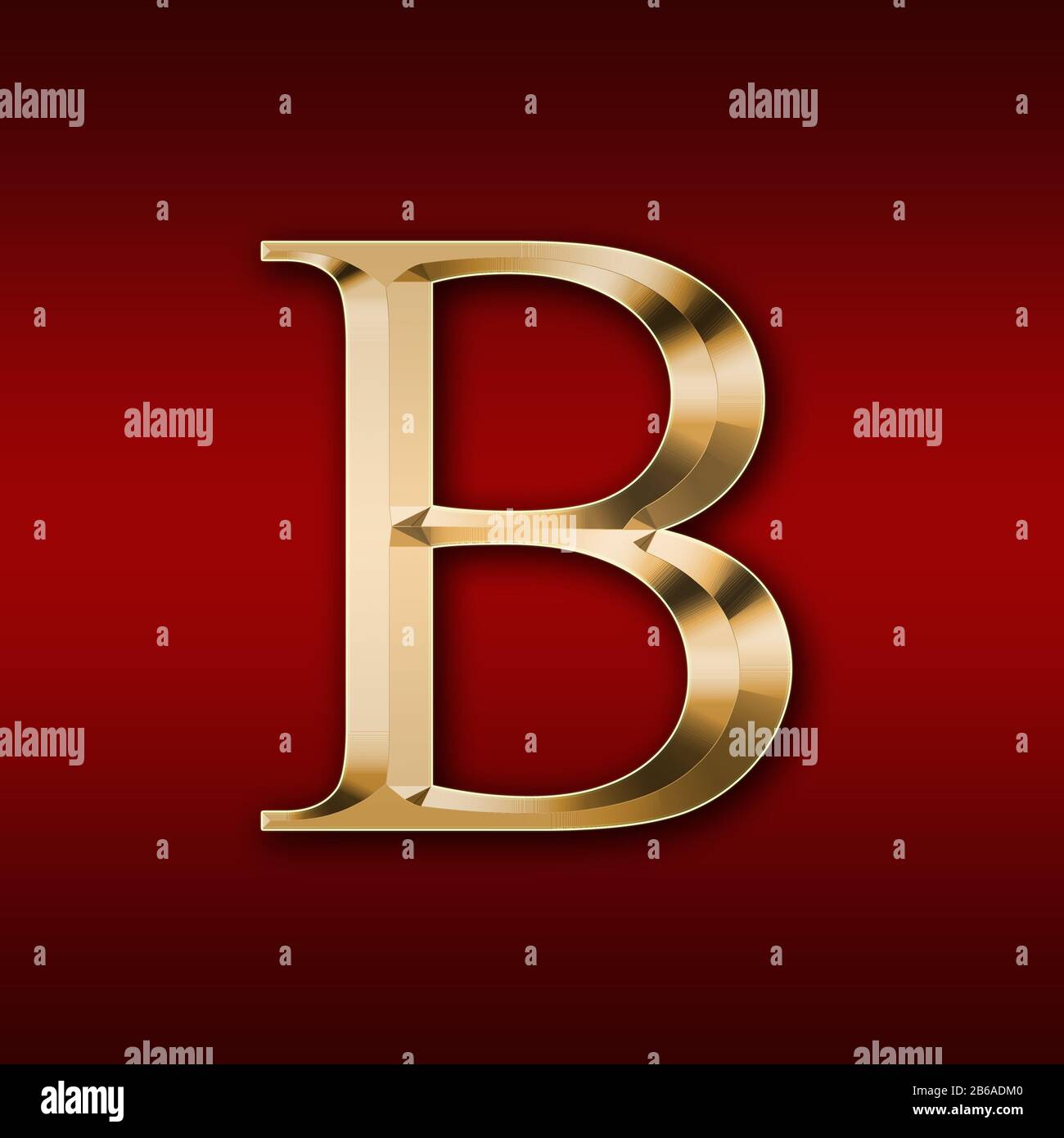 Gold letter "B" on a red background Stock Photo - Alamy
