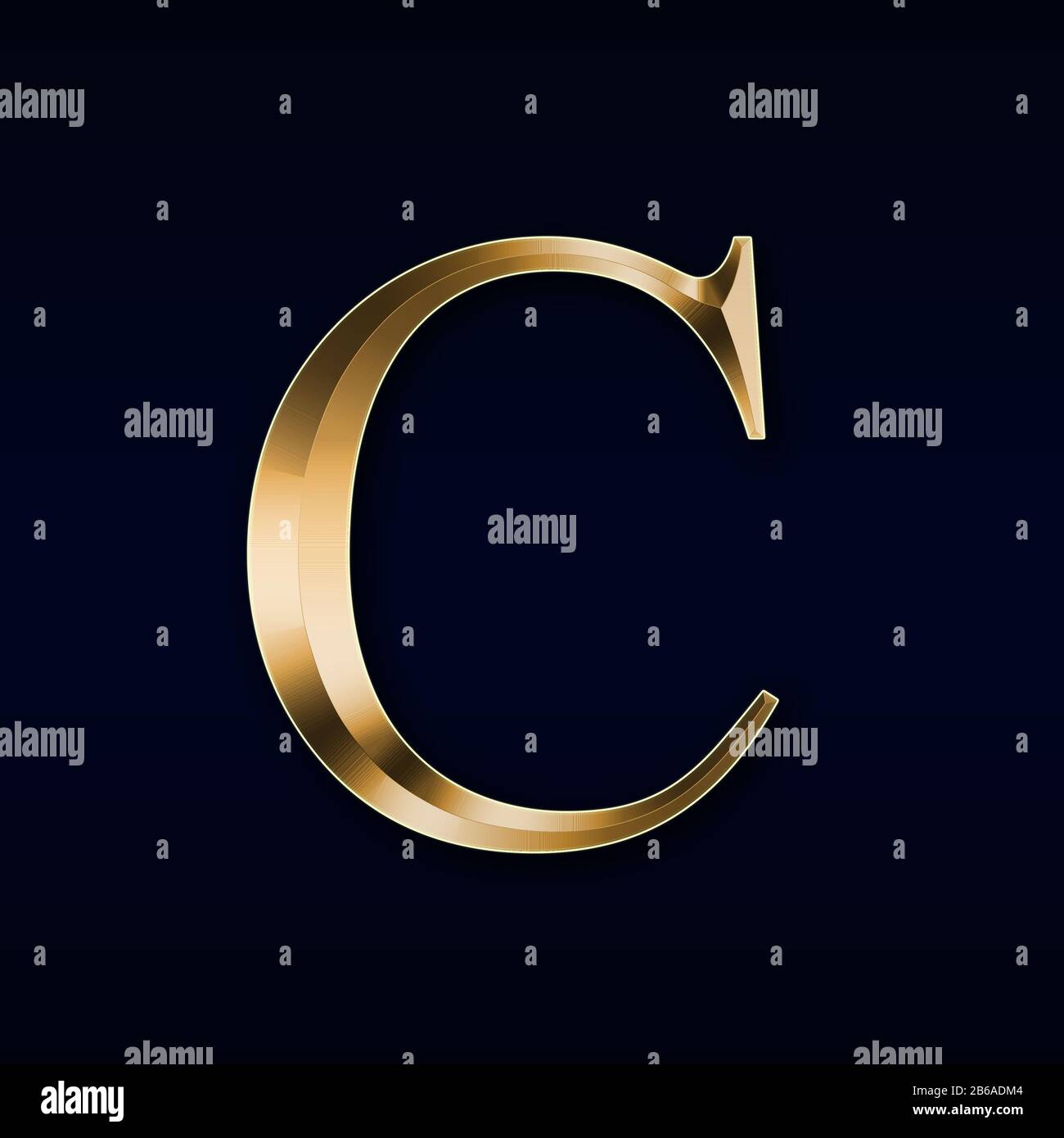 Gold letter "C" on a black background Stock Photo - Alamy
