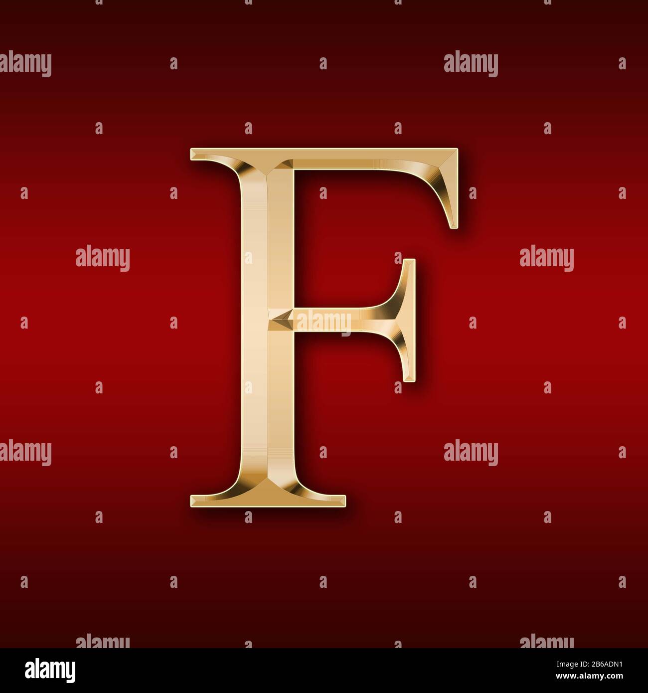 Gold letter "F" on a red background Stock Photo - Alamy