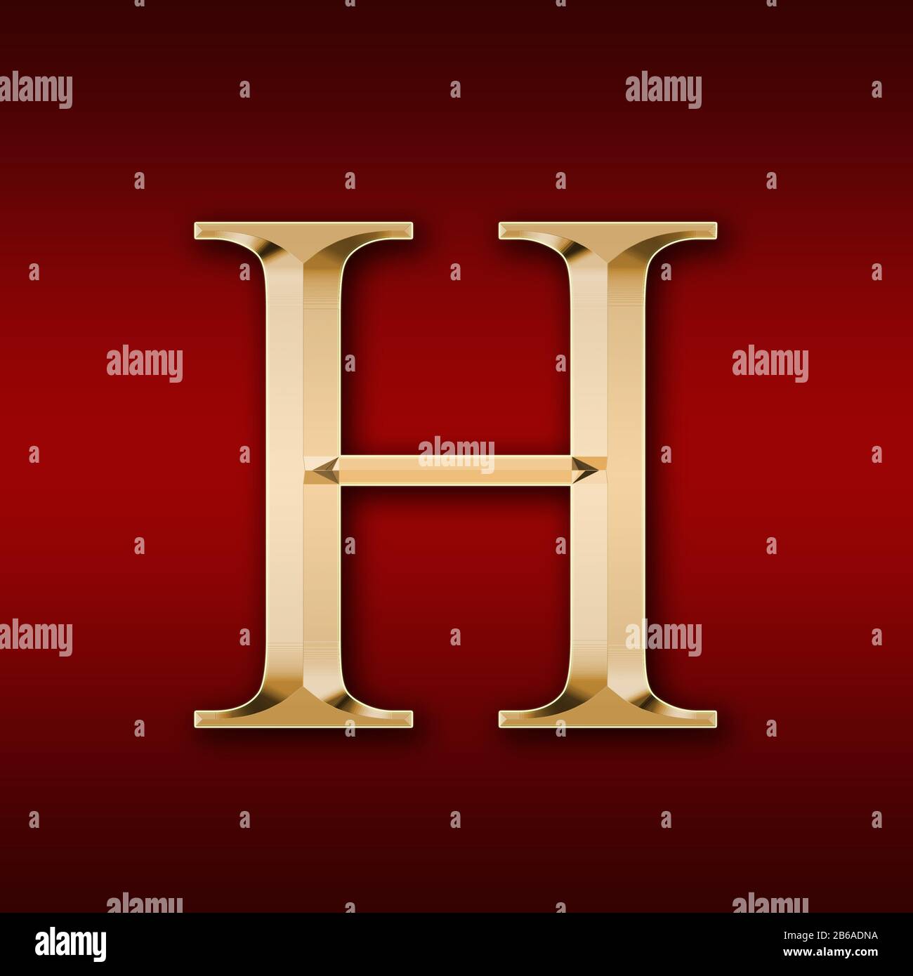 Gold letter "H" on a red background Stock Photo - Alamy