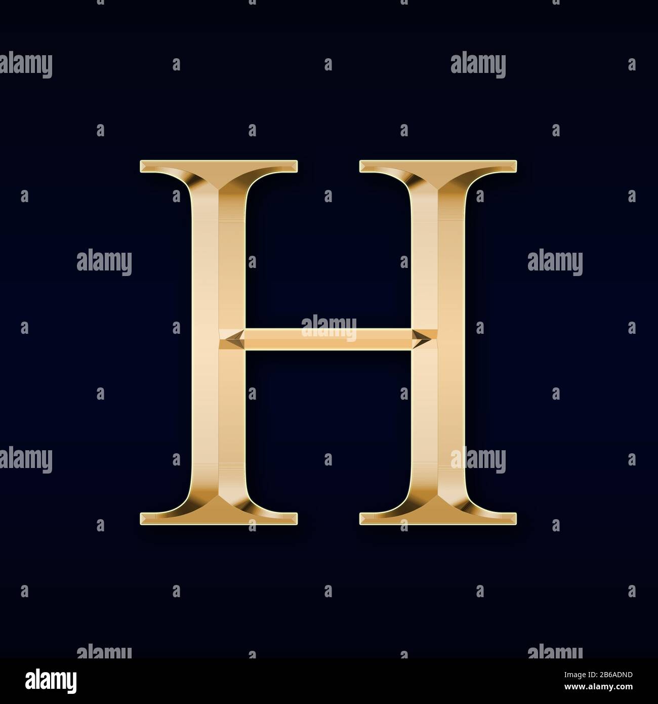 Gold letter "H" on a black background Stock Photo - Alamy