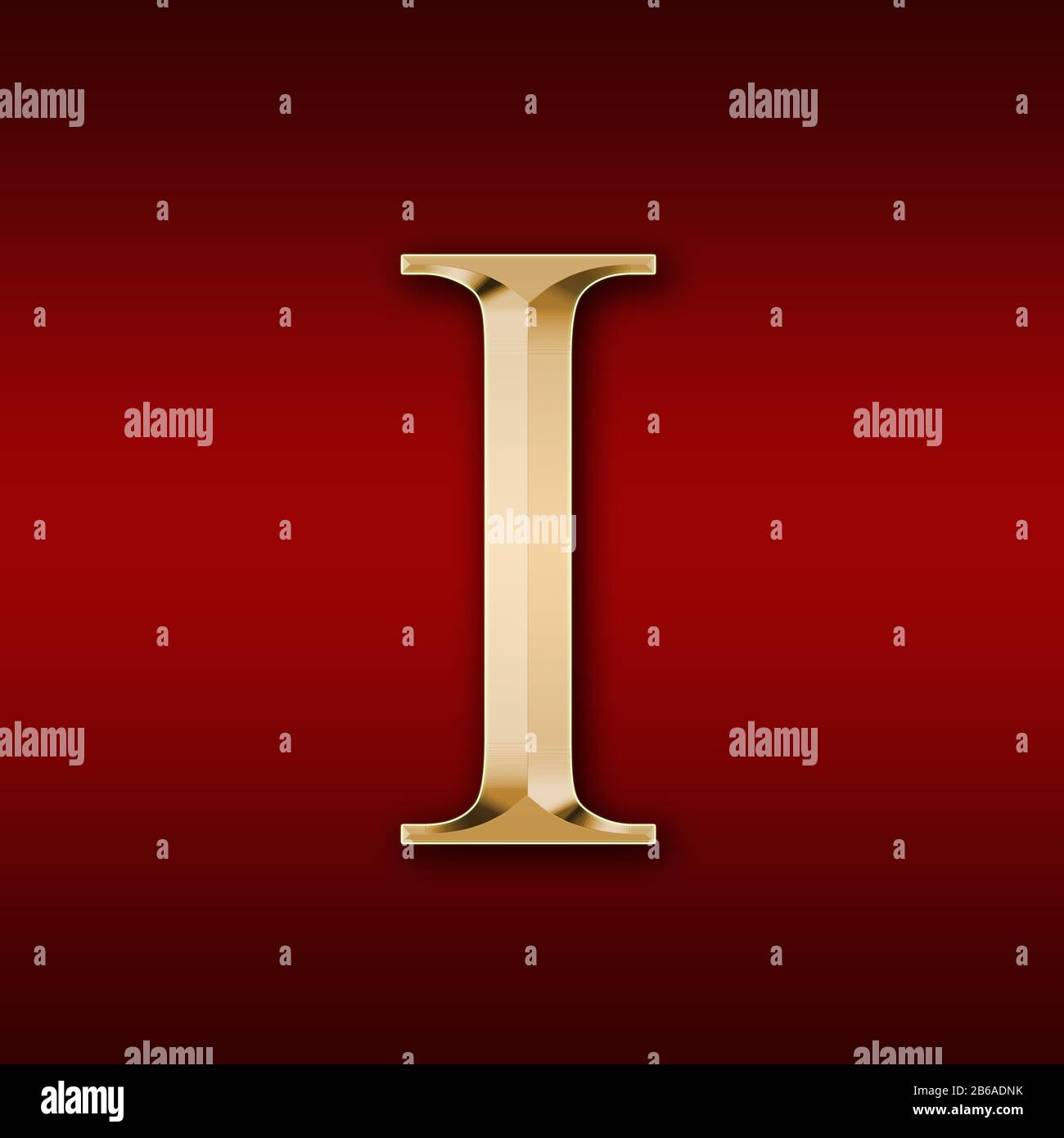 Gold letter "I" on a red background Stock Photo - Alamy