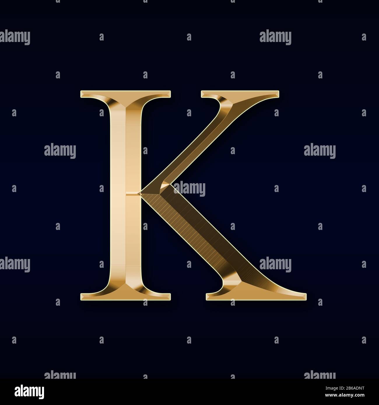 Gold letter "K" on a black background Stock Photo - Alamy