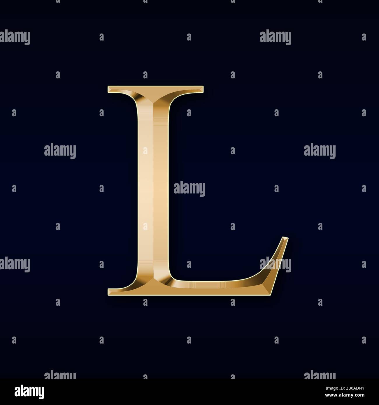 Gold letter "L" on a black background Stock Photo - Alamy