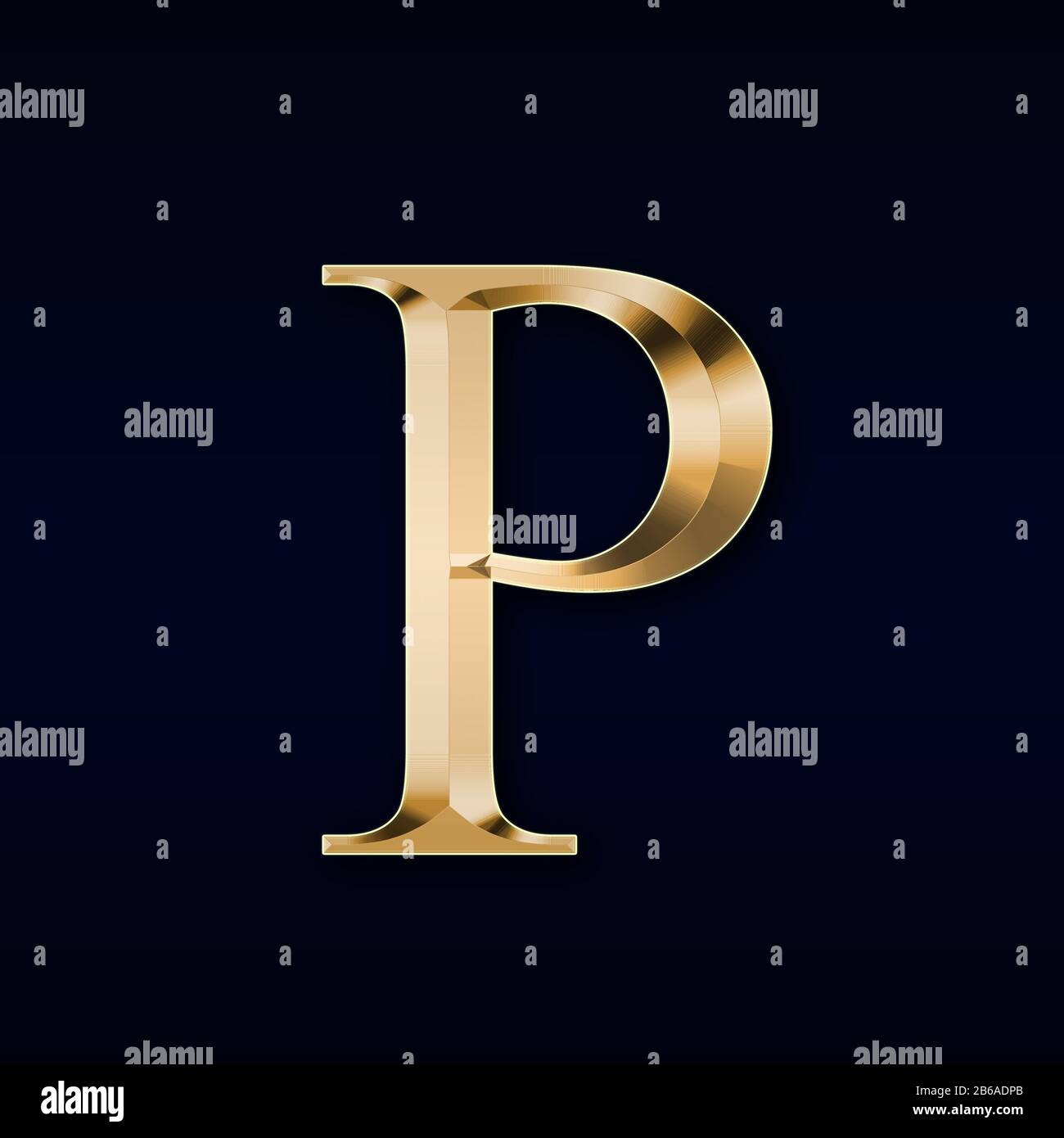 Gold letter "P" on a black background Stock Photo - Alamy