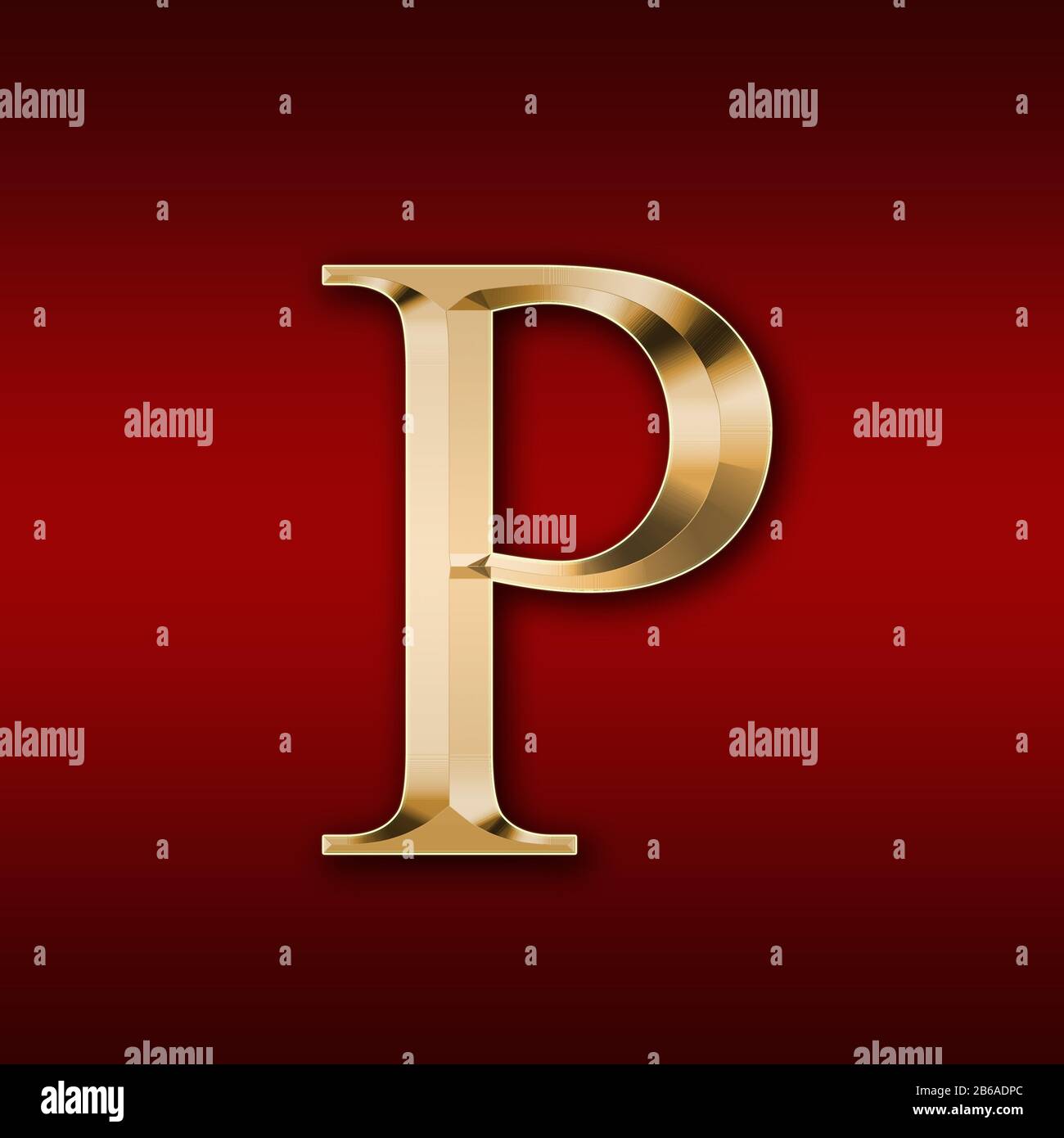 Gold letter "P" on a red background Stock Photo - Alamy
