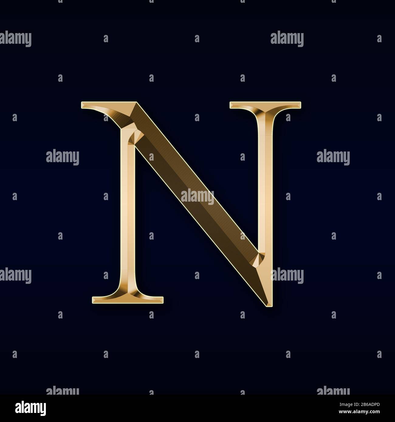 Gold letter "N" on a black background Stock Photo - Alamy