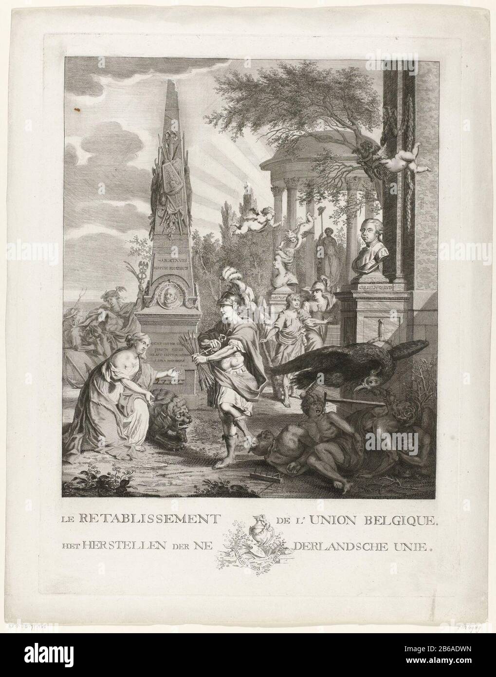 Allegory on the restoration of unity in the Netherlands, 1787 Le ...