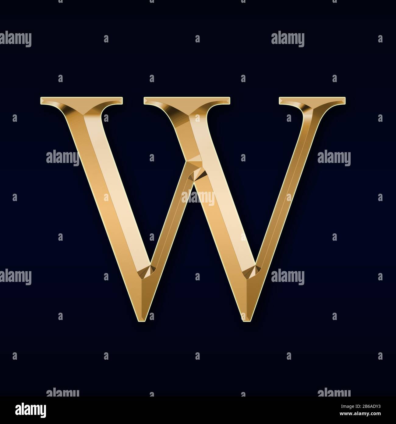 Gold letter "W" on a black background Stock Photo - Alamy